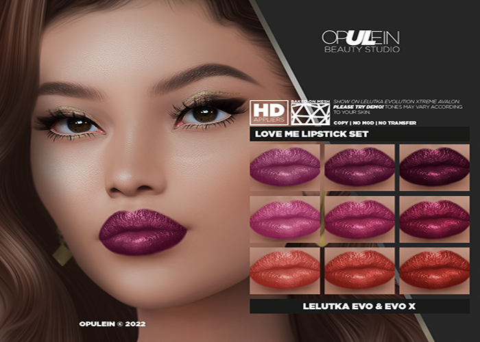 Second Life Marketplace - Opulein: Love Me Lipstick Set 'LEL EVO & EVO X'